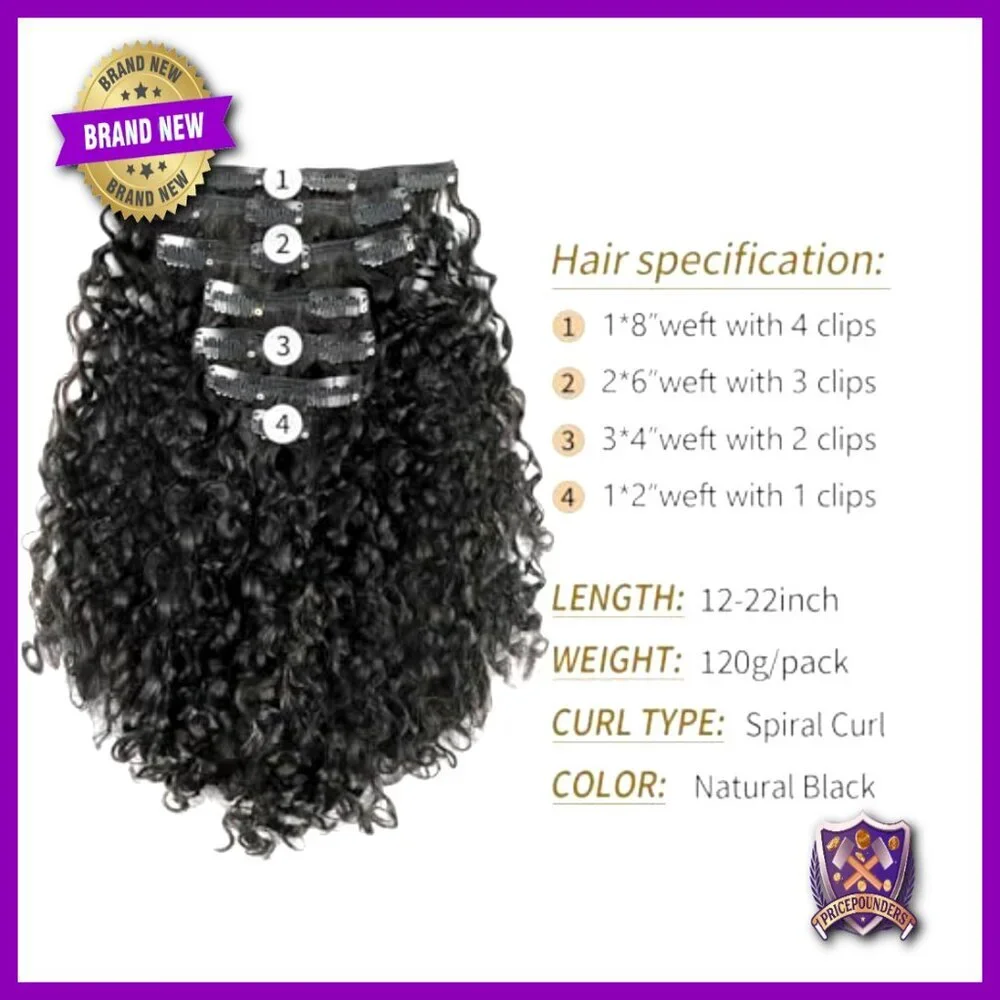 Accessories | Real Human Hair Clipin Extensions Curly Messy Invisible ...